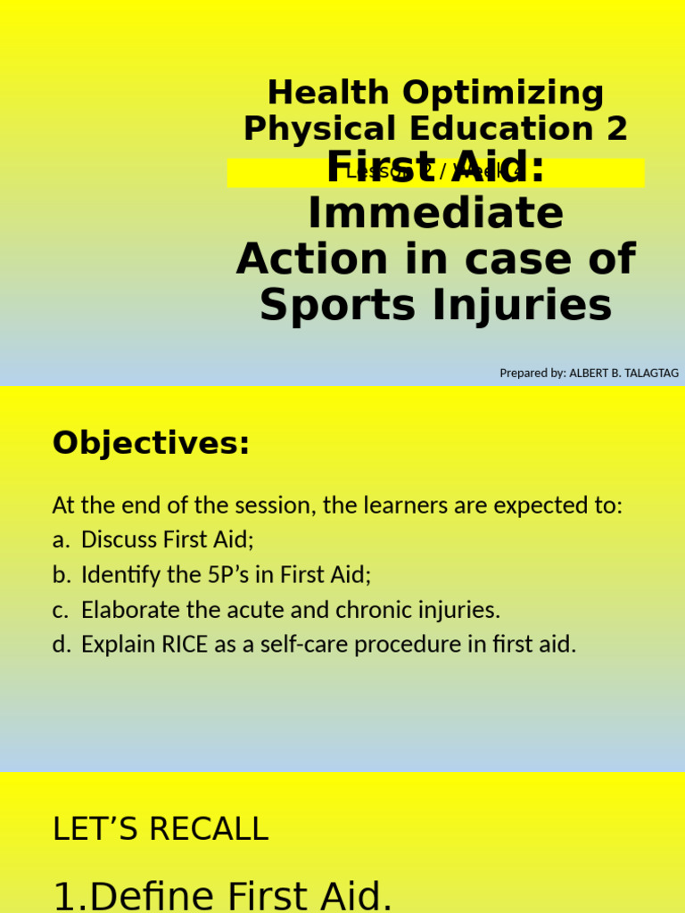 First Aid for Sports Injuries Guide | PDF | First Aid | Medical Specialties