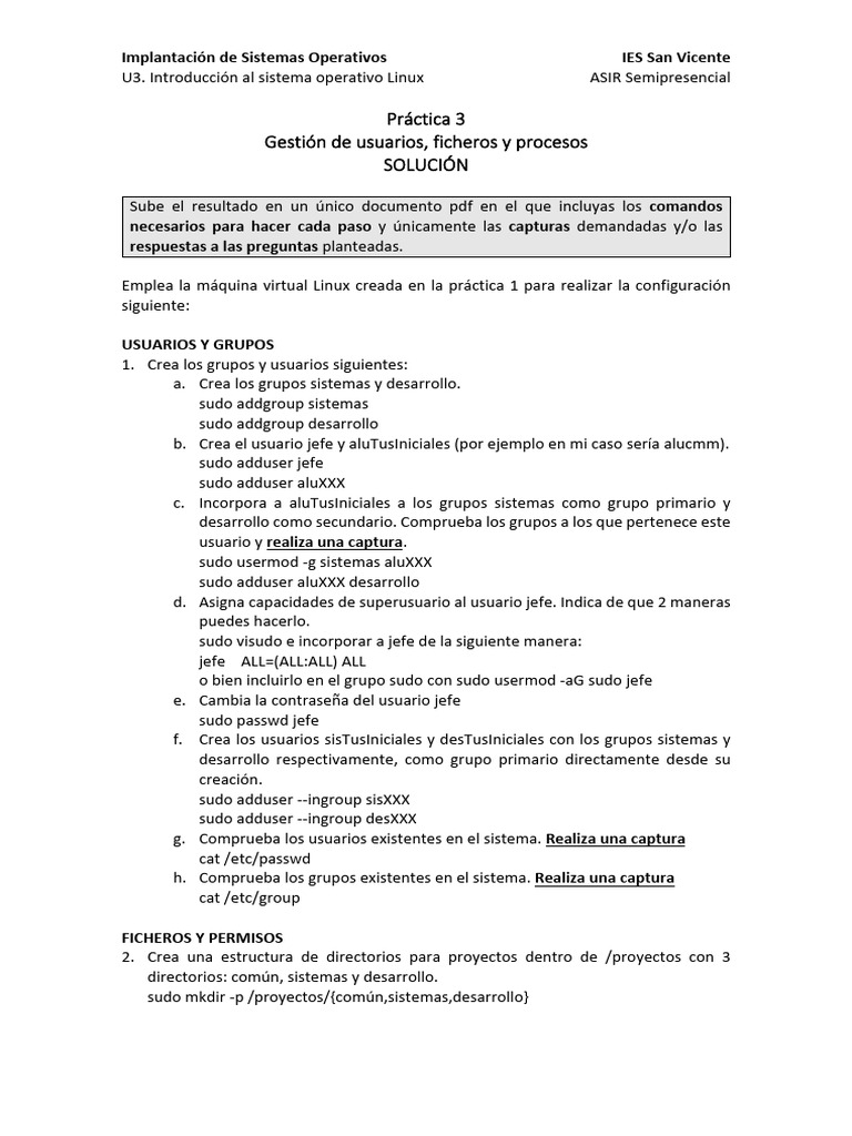 U3 Práctica 3 Intro Linux Sol Modificado | PDF | Archivo de computadora ...