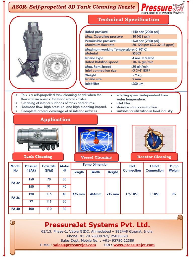 Self-Propelled Tank Cleaning Nozzle | PDF | Flow Measurement | Pump