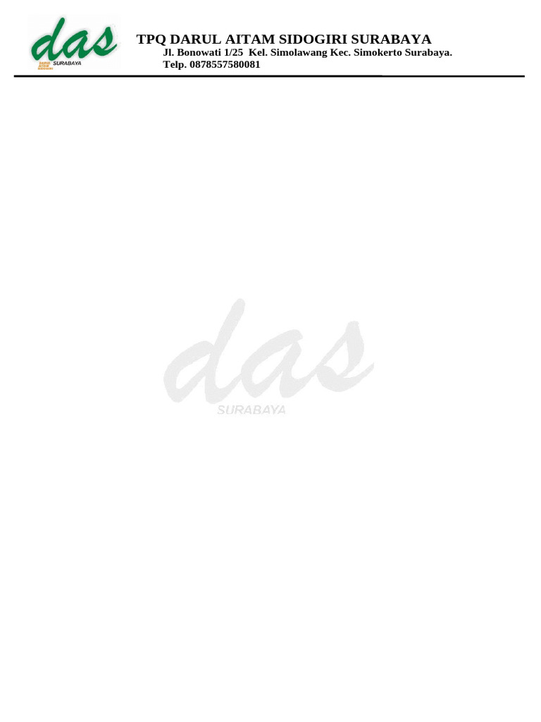 Kop TPQ Darul Aitam Sidogiri Surabaya | PDF