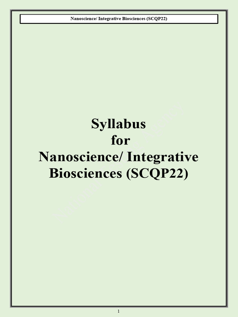 Nanoscience Integrative Biosciences (SCQP22) CUET | PDF | Semiconductors | Chemical Reactions