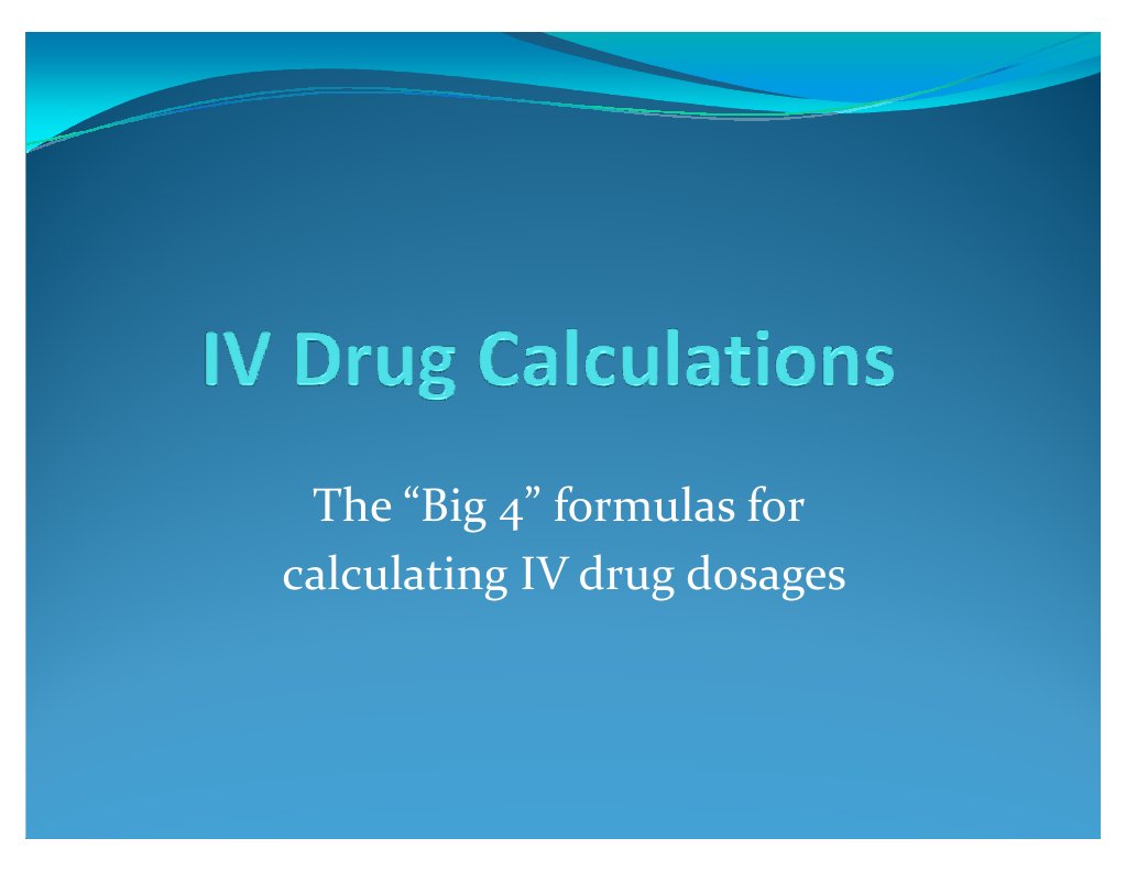IV Drug Calculations | PDF