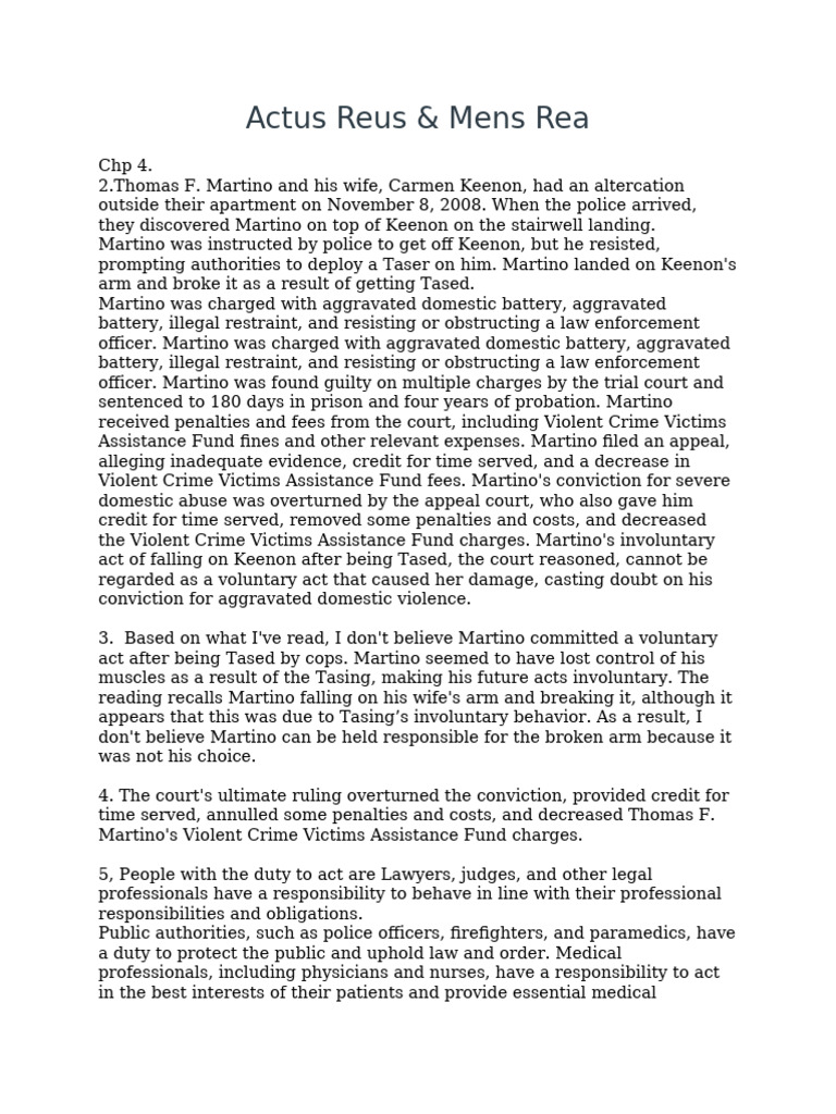 Actus Reus | PDF | Taser | Battery (Crime)