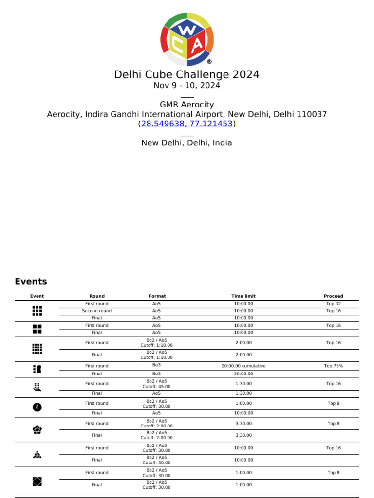 Delhi Cube Challenge 2024 Schedule | PDF | Recreational Mathematics ...