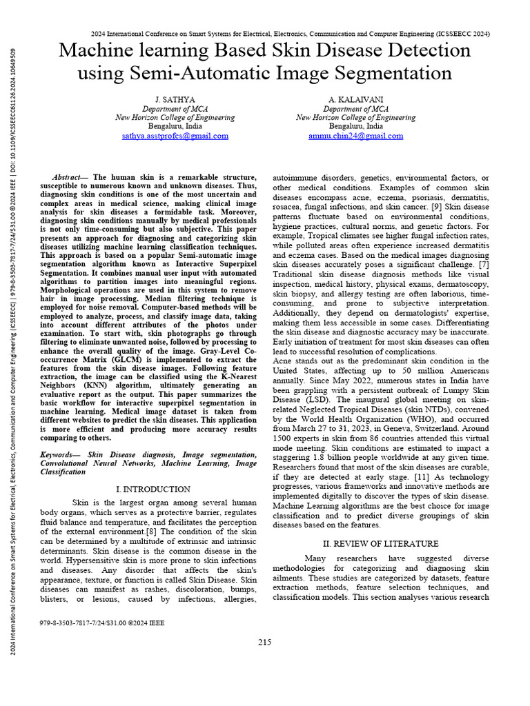 Machine Learning Based Skin Disease Detection Using Semi Automatic