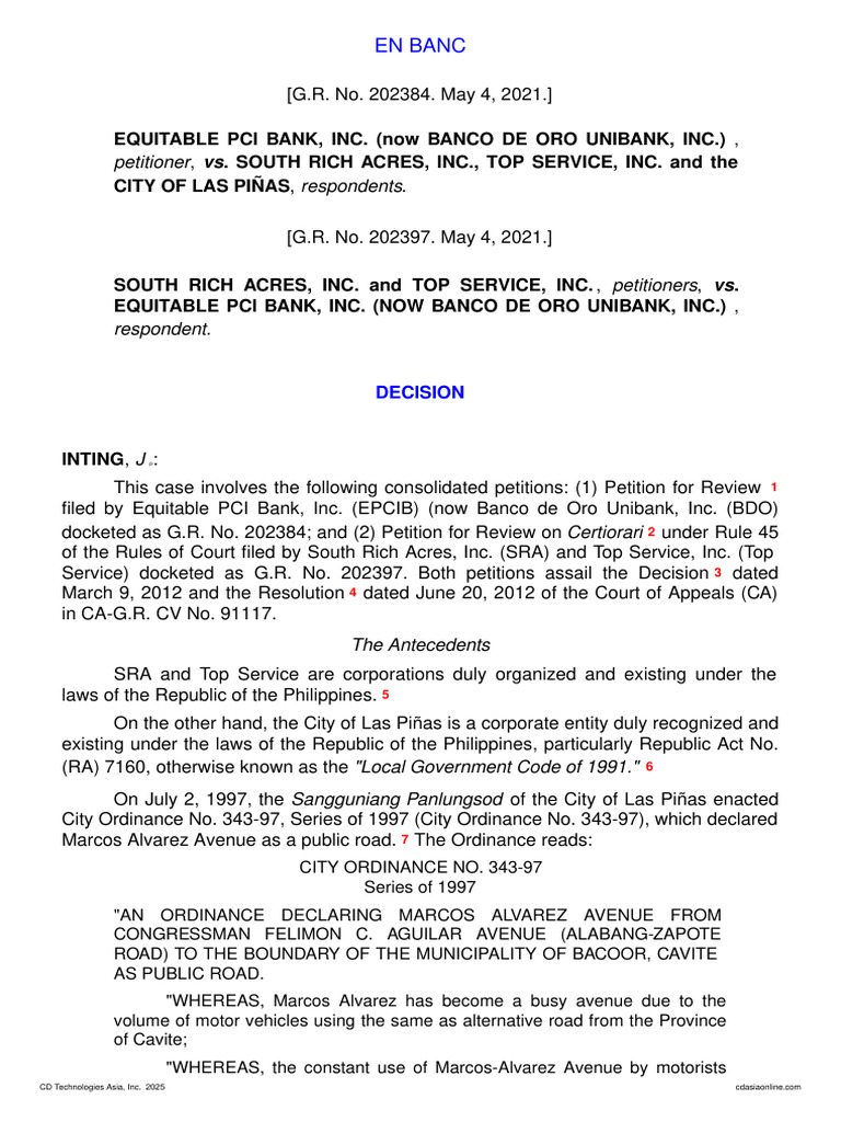 Equitable PCI Bank, Inc. v. South Rich Acres, Inc. | PDF | Eminent ...