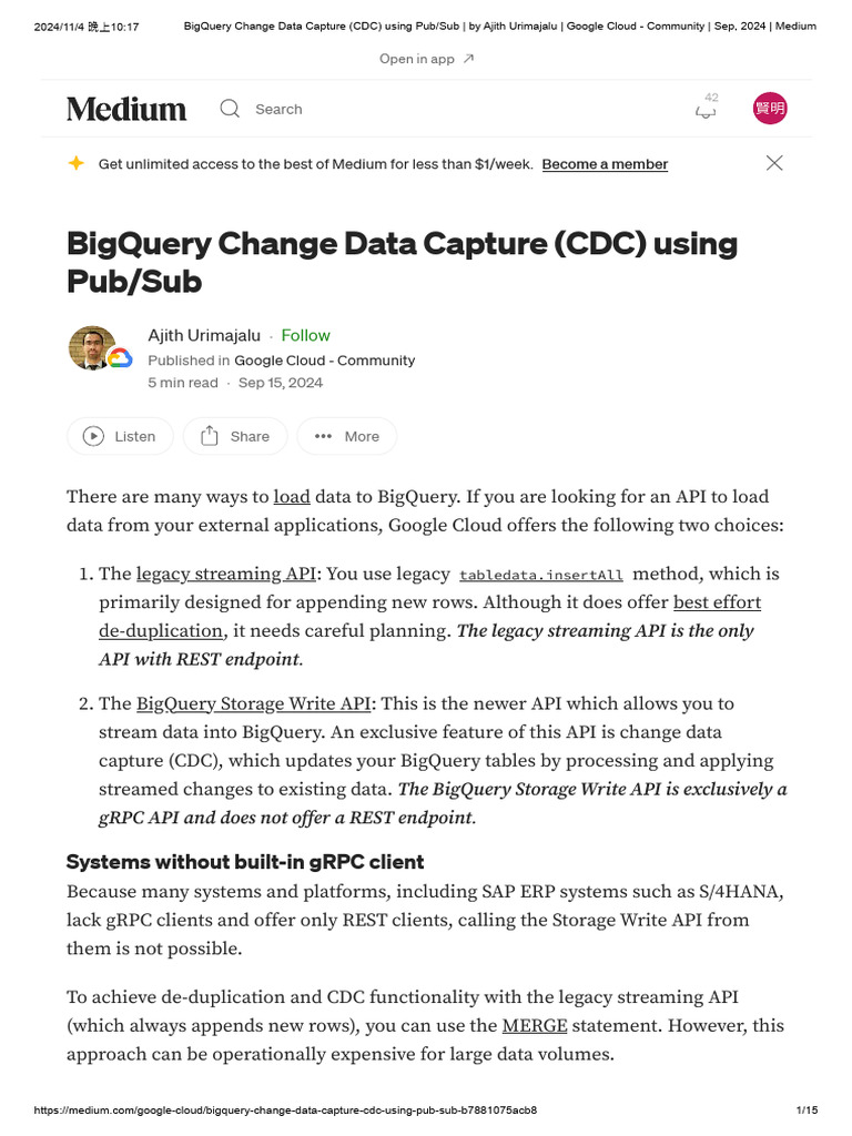 BigQuery Change Data Capture (CDC) Using Pub - Sub - by Ajith Urimajalu - Google Cloud ...