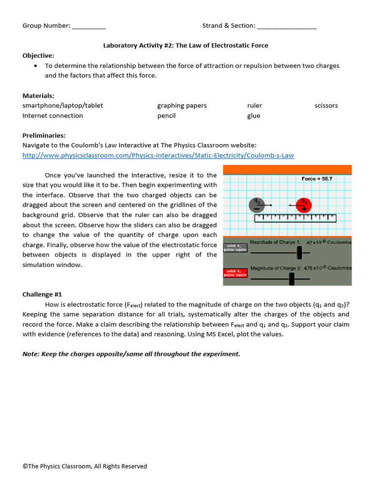 CoulombsLaw Lab Act Simulation | PDF | Force | Electrostatics