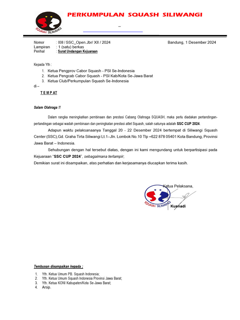 008 - Surat Undangan SSC Cup 2024 | PDF