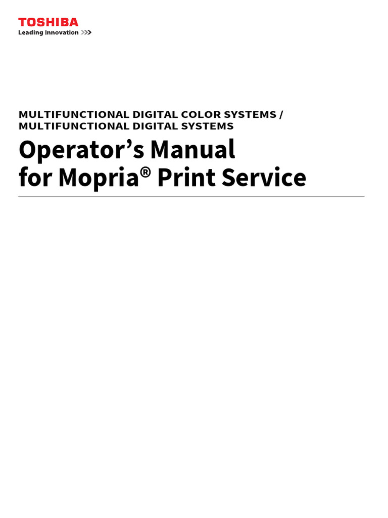 Operator's Manual For Mopria Print Service E-Studio2500ac | PDF ...