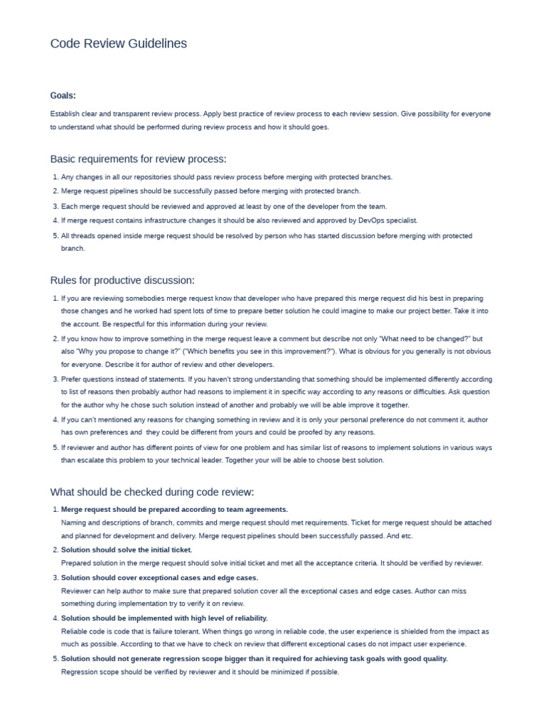 Code Review Guidelines Pdf Class Computer Programming Unit Testing