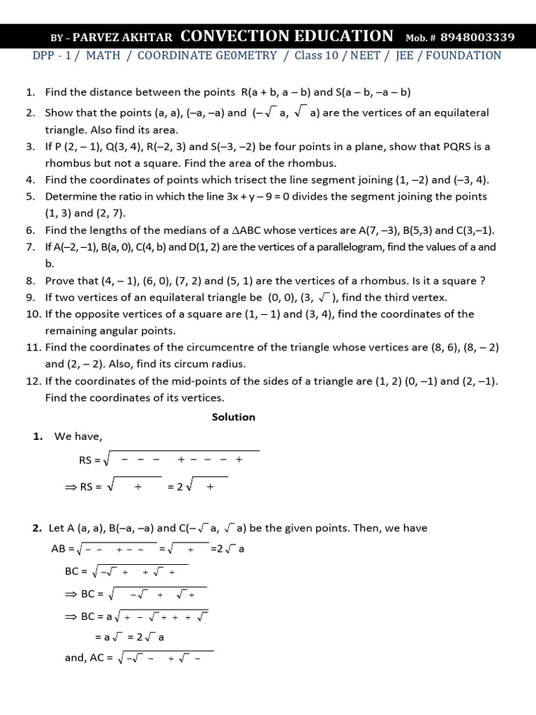 7 Coordinate Geometry 2 | PDF | Area | Euclid