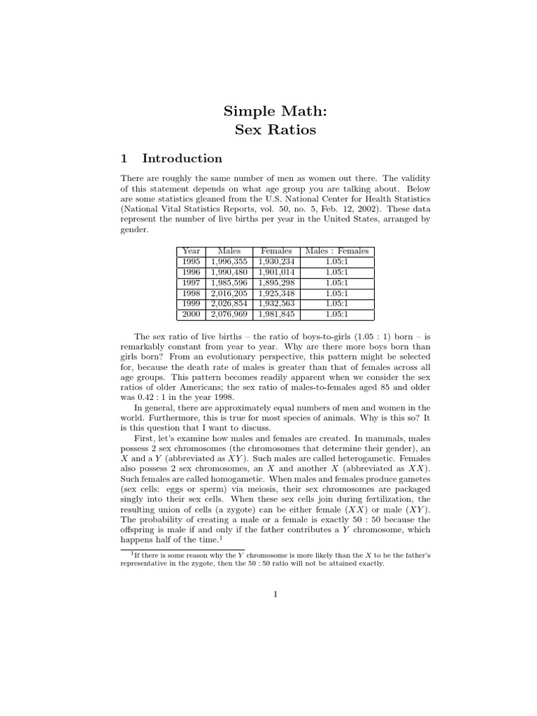 Ratio | PDF | Female | Sex