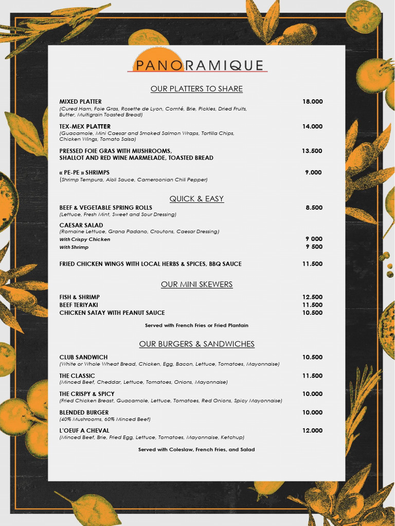 menu-pano-30-sept-en | PDF | Hamburgers | Foods