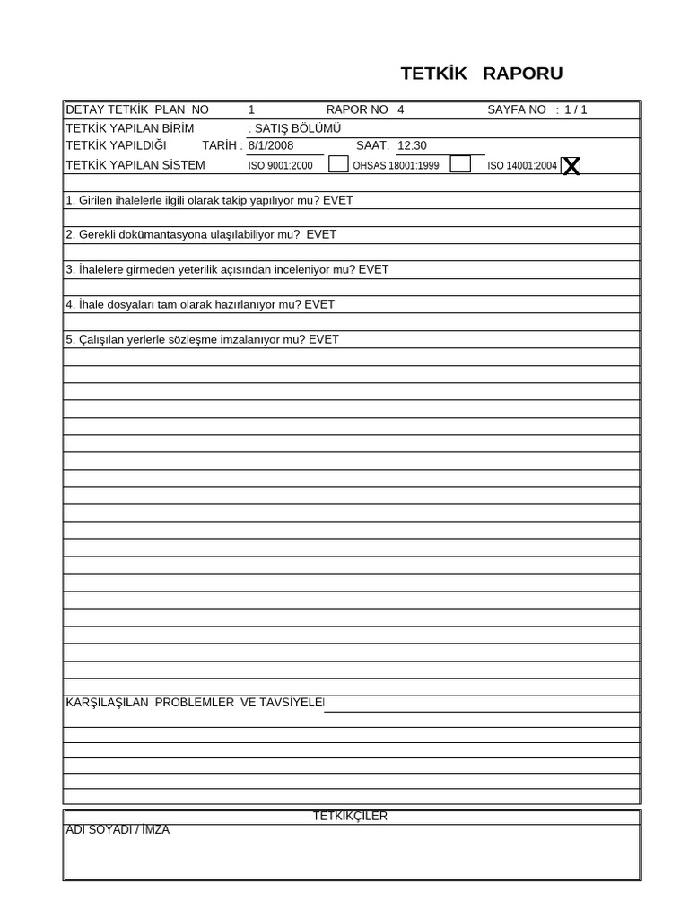 Satis Ic Tetkik | PDF