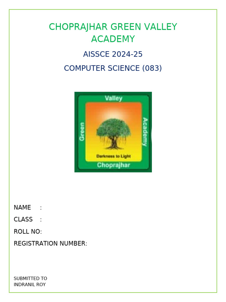 Cover Page (Xii CS) | PDF