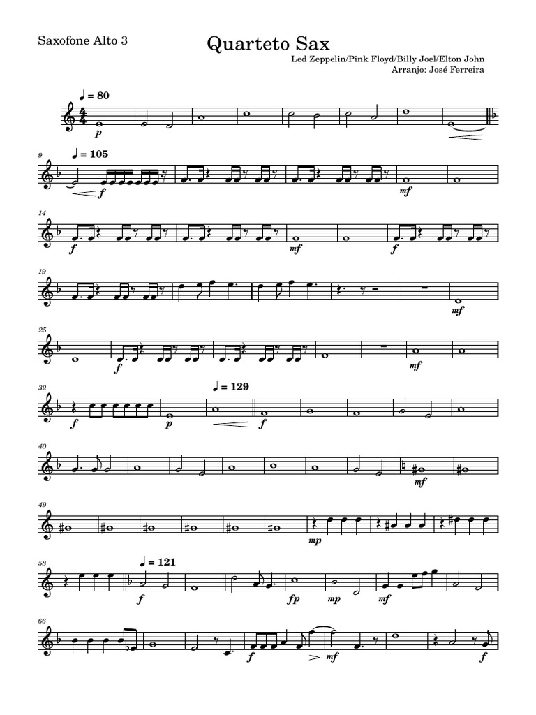 Sax Quartet: Rock Classics | PDF