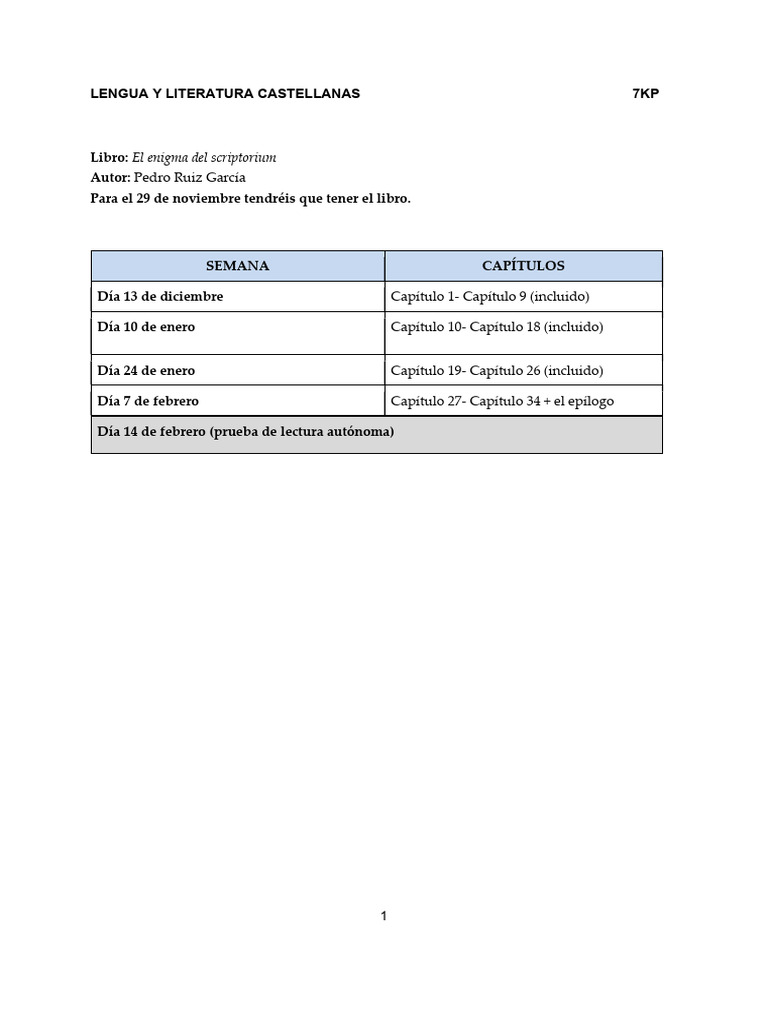 El Enigma Del Scriptorium (Egutegia - Argibideak) | PDF | Libros