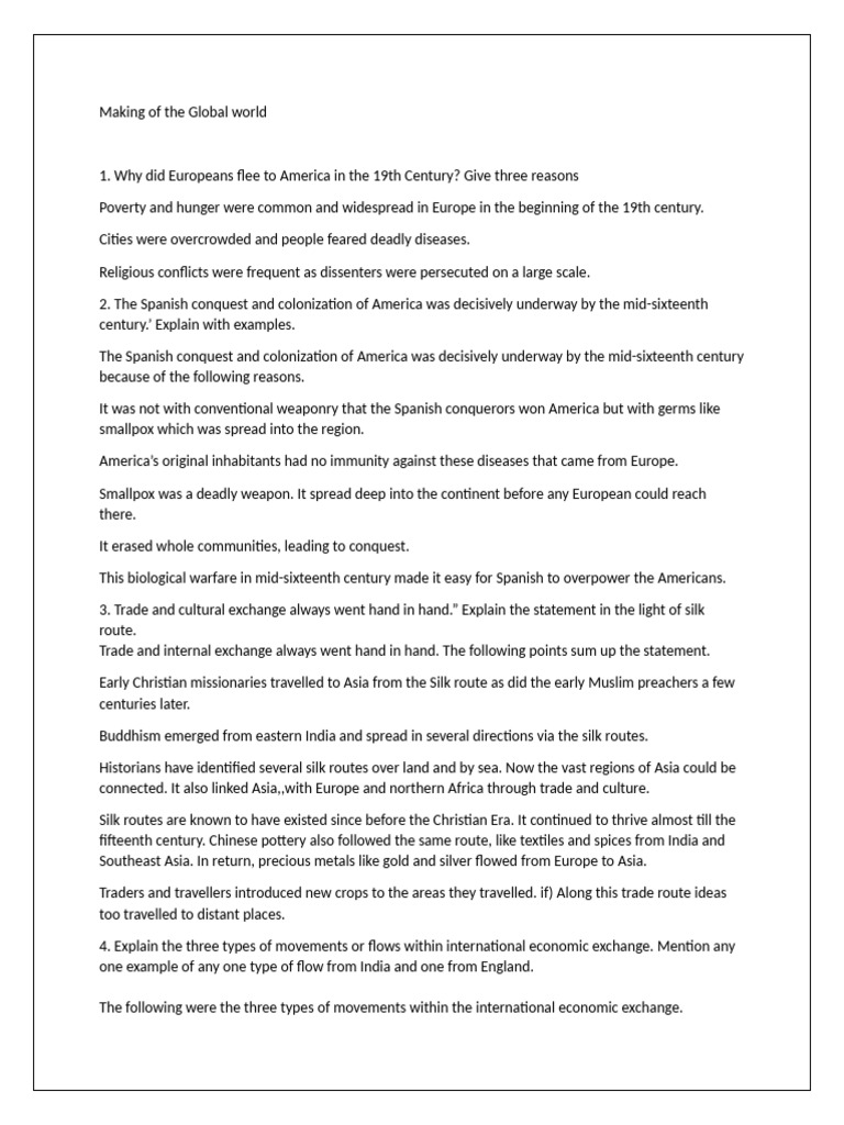 Globalisation Notes | PDF | Globalization | Silk Road