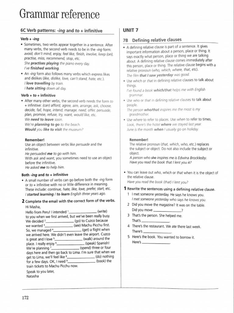 Grammar Reference. E2 | PDF