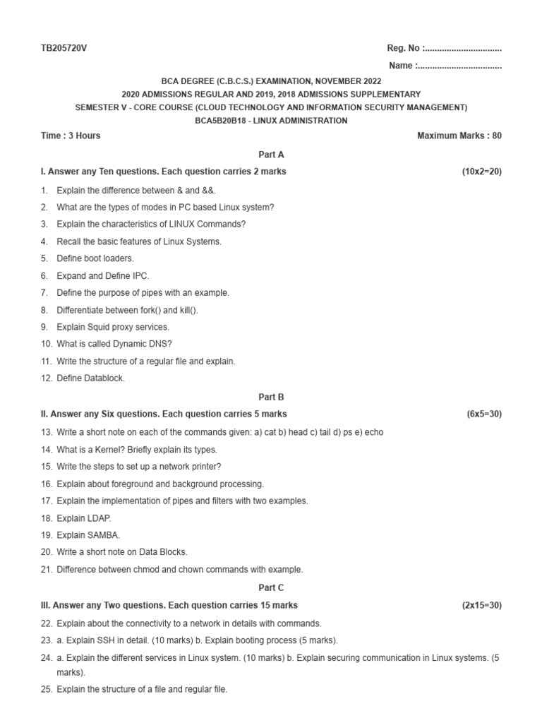 16 BCA Linux Administration | PDF | Computer Science | Computer Engineering