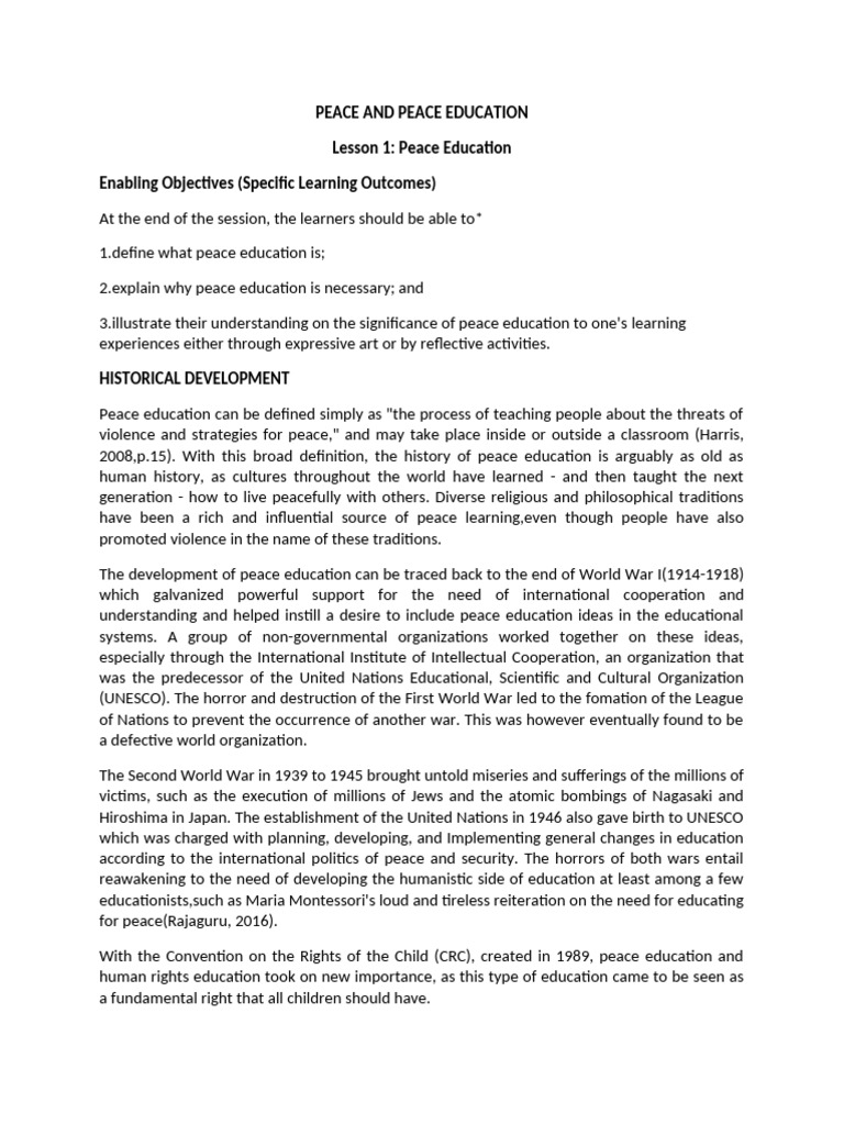 Introduction to Peace Education | PDF | Nuclear Disarmament | Peace