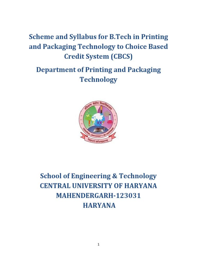 B.tech - Printing and Packaging Technology Scheme-2016 & 2017 Batch ...