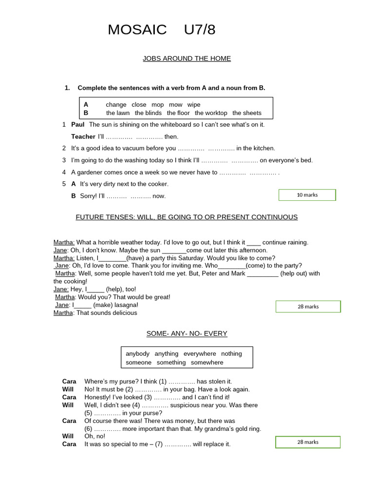 EXAM UNIT 7,8 3º eso | PDF | Linguistic Typology | Languages