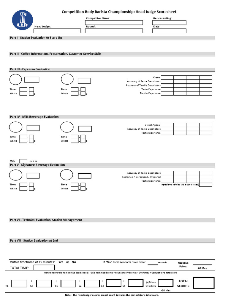 2023 CB Head Judge Scoresheet | PDF | Non Alcoholic Drinks | Drink