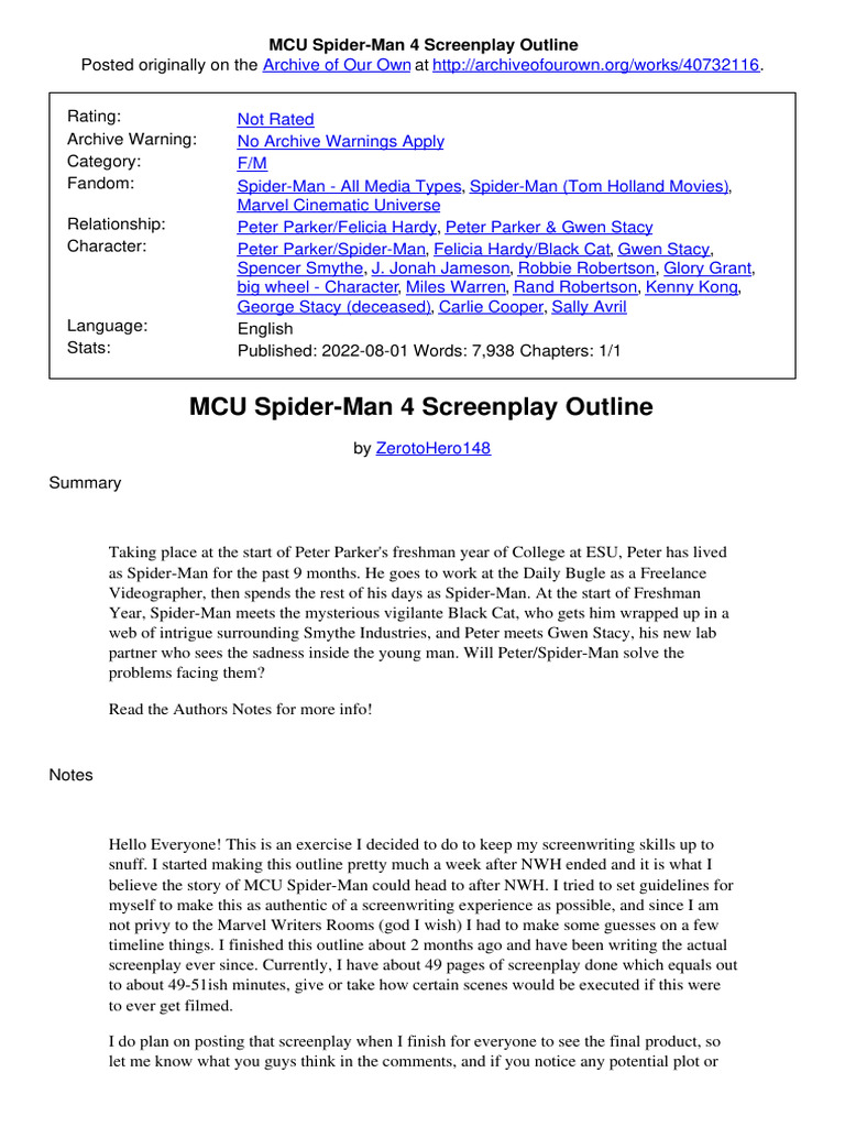 MCU Spider-Man 4 | PDF | Spider Man