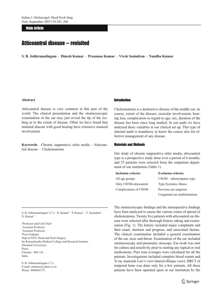 Atticoantral Disease in Otolaryngology | PDF | Otorhinolaryngology ...