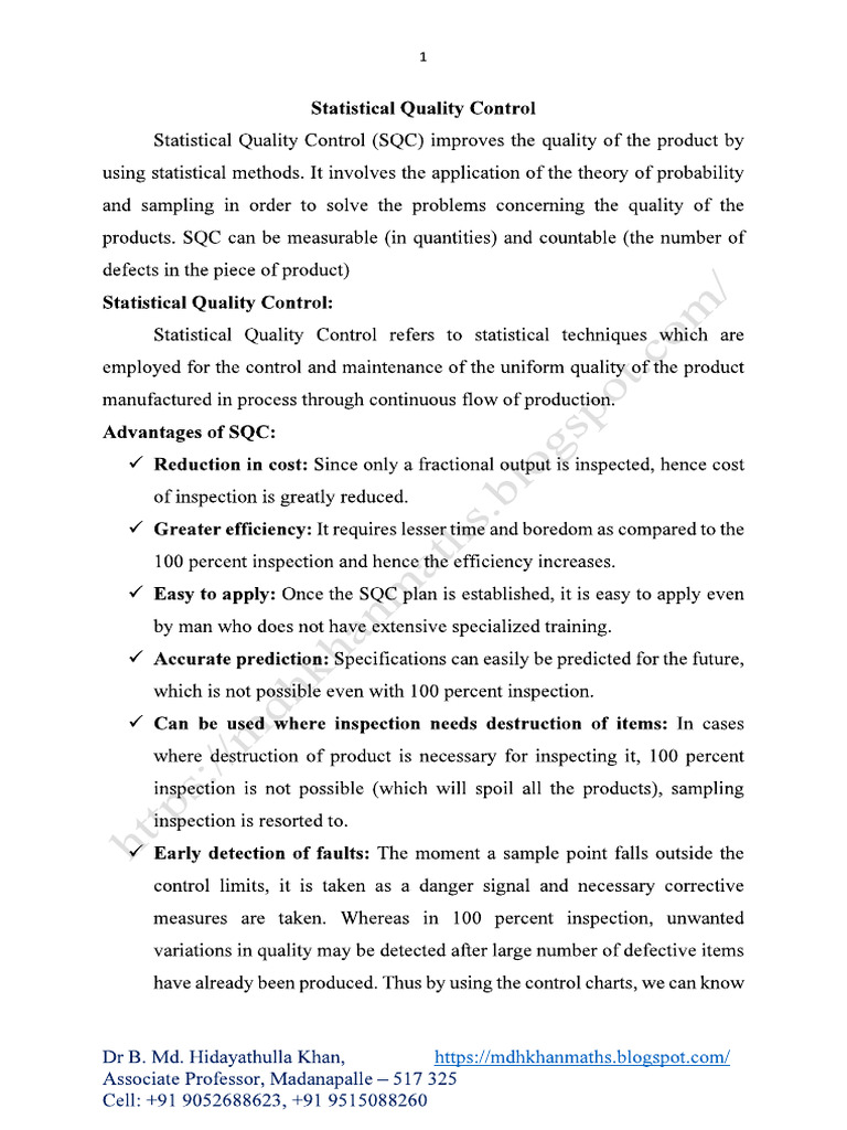 SQC Unit Iv P&S R15 | PDF