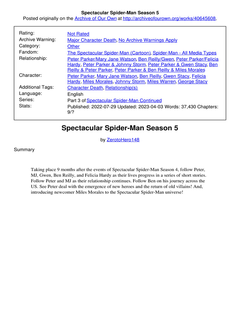 Spectacular Spider-Man | PDF | Spider Man | Marvel Comics Characters