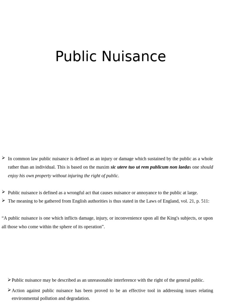 Public Nuisance PP[1] | PDF | Nuisance | Criminal Procedure In South Africa