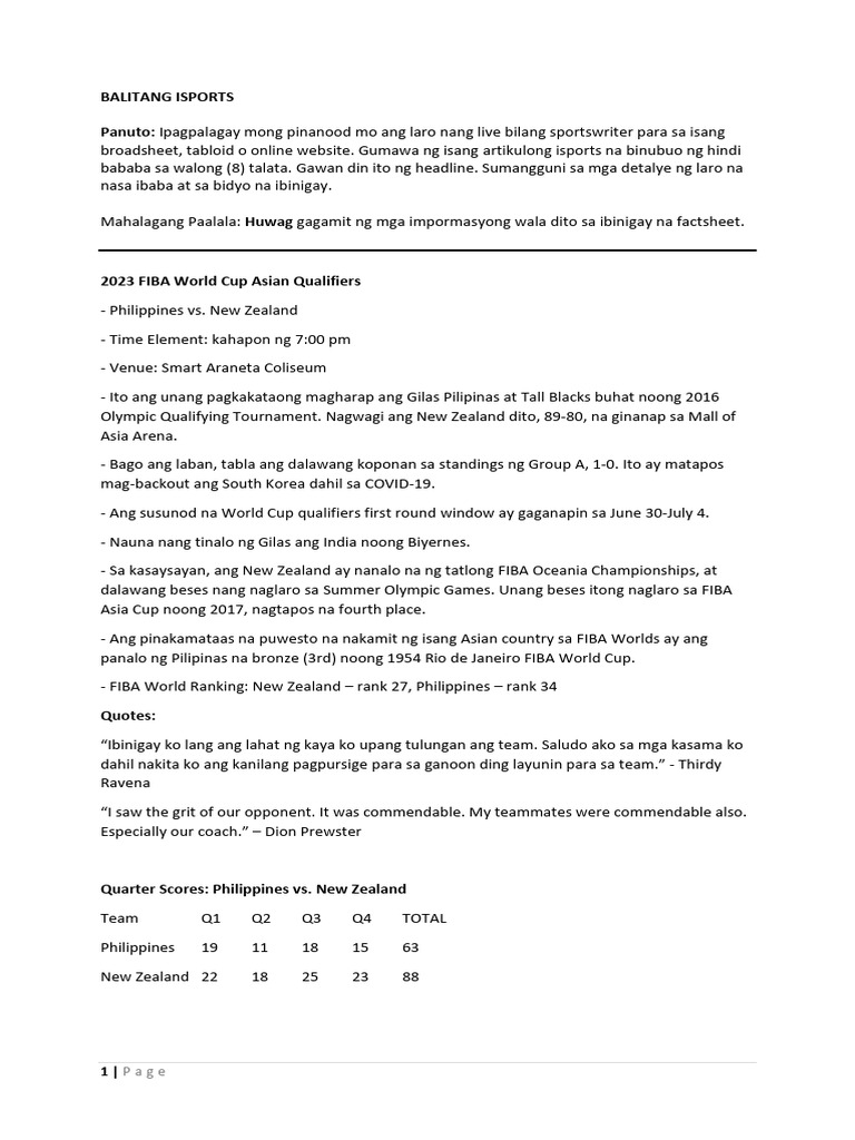Balitang Isports | PDF