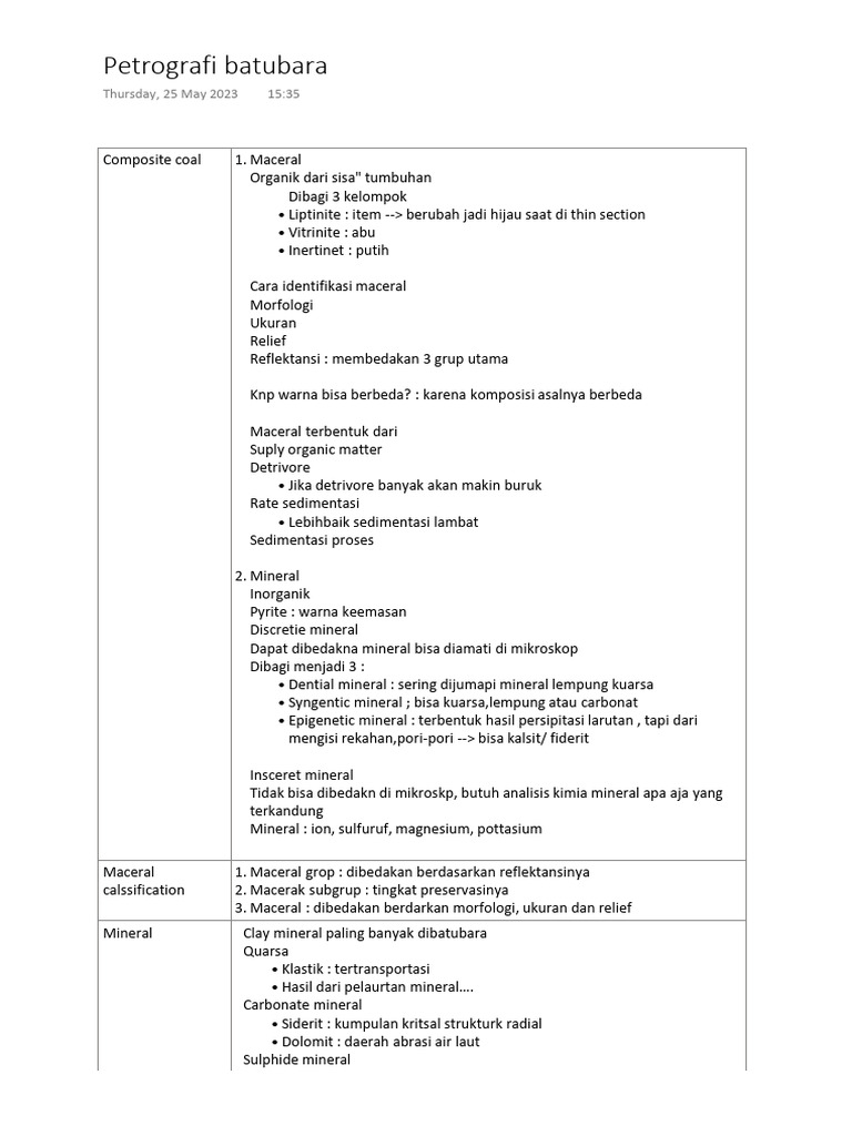 Petrografi Batubara | PDF