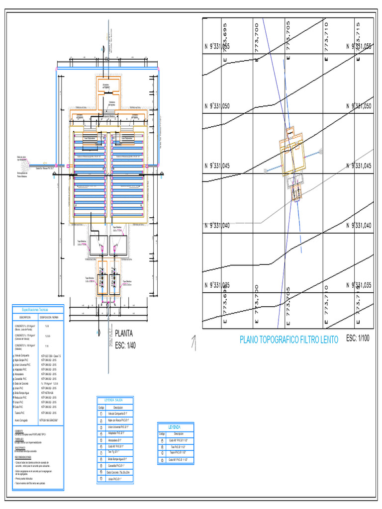Detalle Filtro Lento-Canal Con Tuberia | PDF | Ingeniería de Edificación | Hormigón