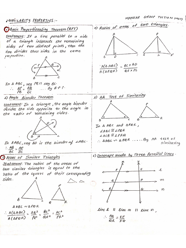 Std 10th MATHEMATICS (Properties+ Formulas) | PDF