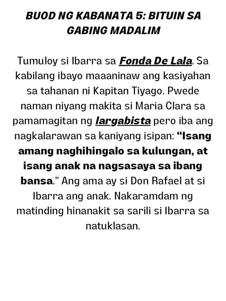Grade 9 Filipino Noli Me Tanghere Buod 5 | PDF