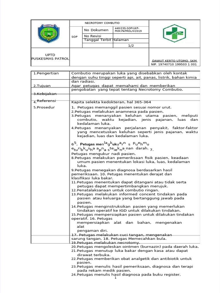 PDF Sop Necrotomy Combutio - Compress | PDF