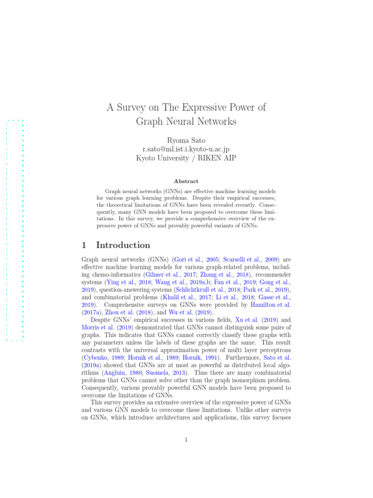 [2020 Arxiv]A Survey on The Expressive Power of Graph Neural Networks | PDF | Mathematical ...