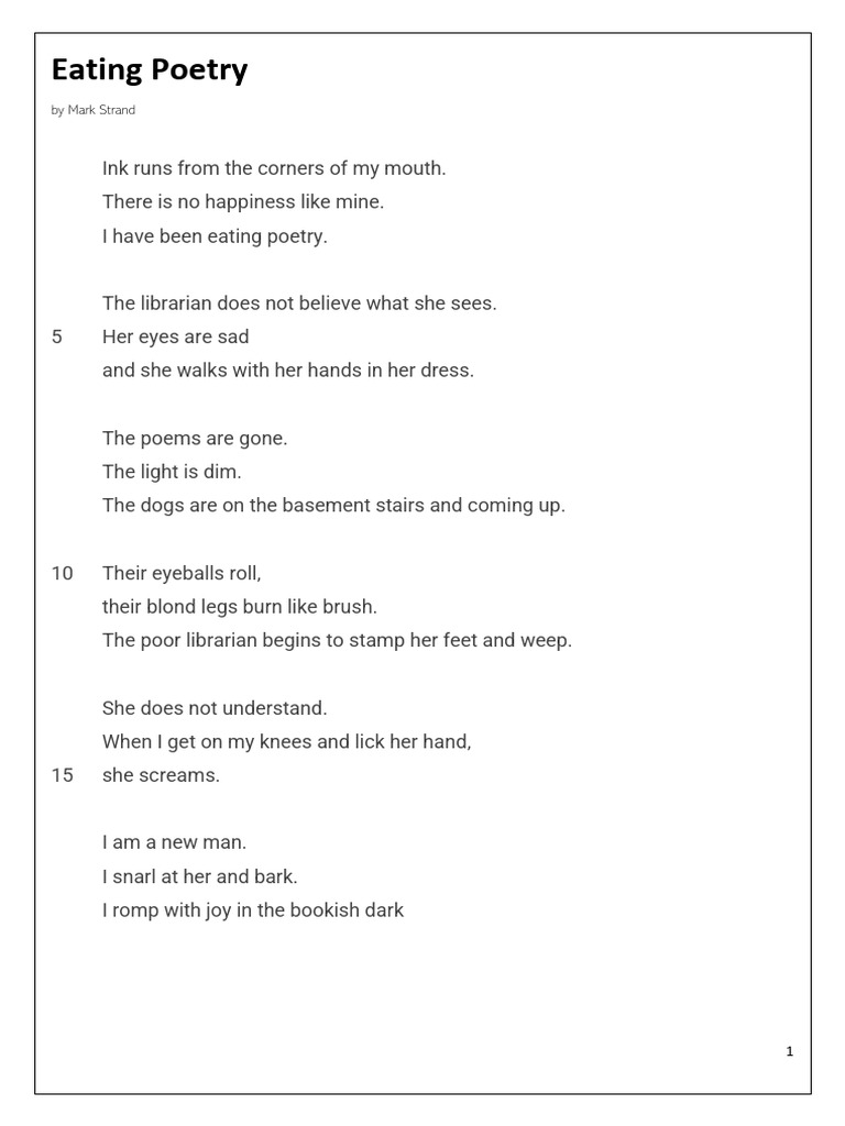 Poem - Eating Poetry | PDF | Poetry