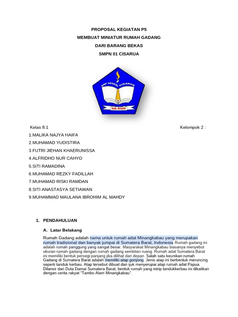 Proposal Kegiatan P5 | PDF