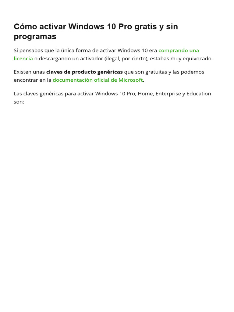 Activa Windows 10 Pro Gratis | PDF