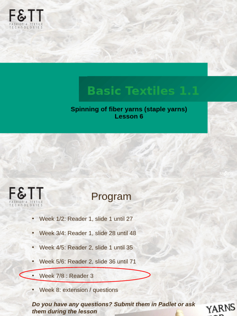 Lesson 6 (Spinning of Fiber Yarns) Student1 3 | PDF | Spinning ...