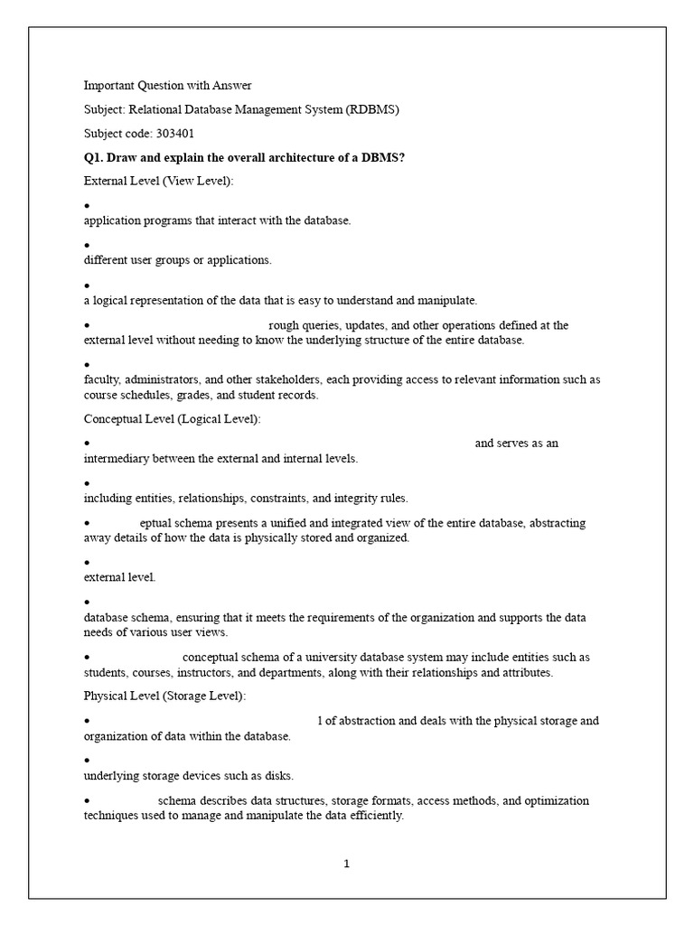 RDBMS Concepts and Architecture | PDF | Databases | Relational Model
