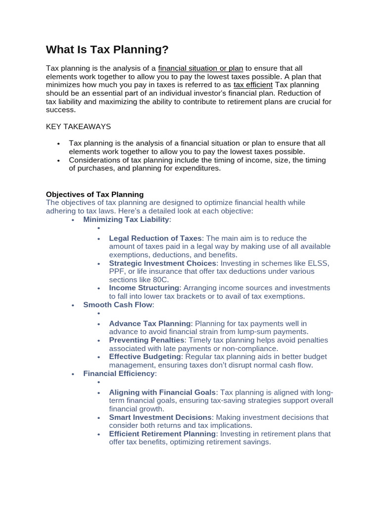 tax planning notes.docx | PDF | Taxes | Tax Evasion