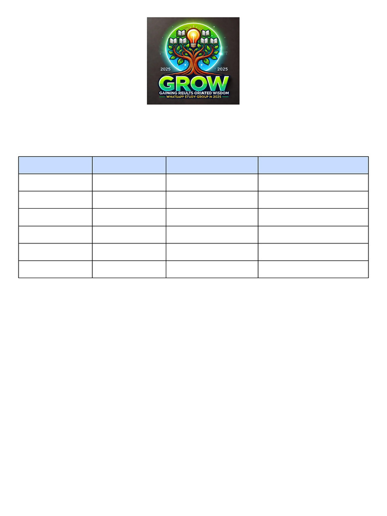 Growth Study Group Timetable | PDF