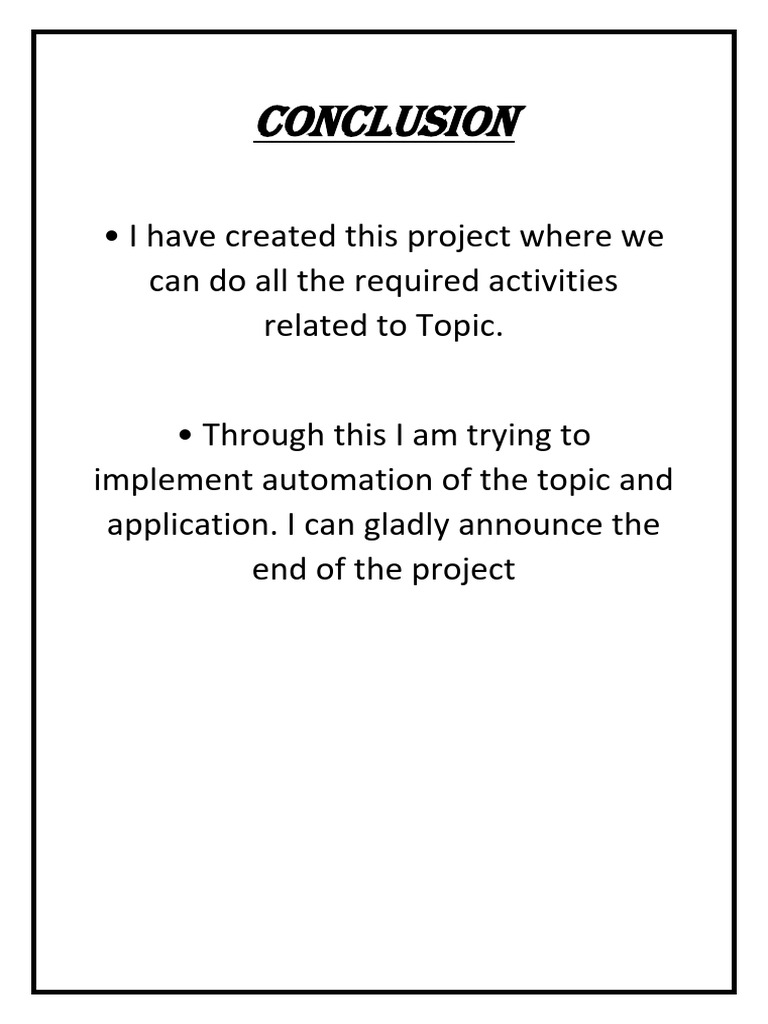 Project Conclusion on Automation Topic | PDF