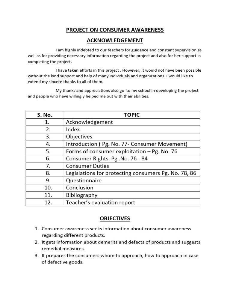 Project On Consumer Awareness | PDF | Consumer Behaviour | Human ...